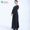 Black Cotton Ladies Long Sleeve Dresses Boho Autumn Dress Ankle - Length
