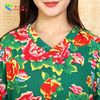 Women Pure Cotton Long Sleeve Casual Maxi Dress , Green Long Sleeve Dress
