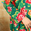 Women Pure Cotton Long Sleeve Casual Maxi Dress , Green Long Sleeve Dress