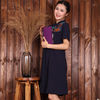 Elegant Linen Short Cotton Summer Dresses Chinese Traditional Cheongsam