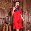 Elegant Linen Short Cotton Summer Dresses Chinese Traditional Cheongsam