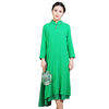 Pure Color Summer Cotton Cheongsam Dress Ankle Length With A - Line