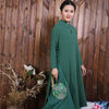 Pure Color Summer Cotton Cheongsam Dress Ankle Length With A - Line