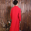 Pure Color Summer Cotton Cheongsam Dress Ankle Length With A - Line