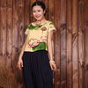 ODM OEM Lotus Patterns Womens Casual Blouses Short Length With Floral Pattern