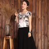 ODM OEM Lotus Patterns Womens Casual Blouses Short Length With Floral Pattern