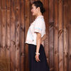 OEM Ethnic Vintage Embroidered Chinese Girl Blouses , White Modern Qipao Top