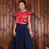 Custom Printed Floral Cotton Shirts Ethnic China Blouses