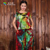 OEM ODM Womens Linen Suits Clothing , Custom Printed Chinese Style Blouse