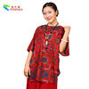 Regular Length Women'S Chinese Blouses , Red Chinese Embroidered Blouses