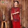 Regular Length Women'S Chinese Blouses , Red Chinese Embroidered Blouses