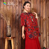 Regular Length Women'S Chinese Blouses , Red Chinese Embroidered Blouses
