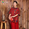 Regular Length Women'S Chinese Blouses , Red Chinese Embroidered Blouses