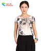 OEM Traditional Chinese Womens Casual Blouses Short Sleeve XS-XXXL