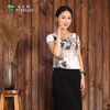 OEM Traditional Chinese Womens Casual Blouses Short Sleeve XS-XXXL