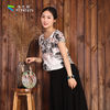 OEM Traditional Chinese Womens Casual Blouses Short Sleeve XS-XXXL