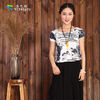 Chinese Culture Pattern Womens Casual Blouses T Shirt For Summer Beach Garden