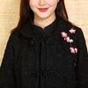 Black Single Breasted Embroidered Winter Coats Chinese Embroidered Jacket