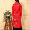 Red Single Breasted Ladies Cotton Clothing Cotton Padded Embroidered Winter Coats