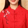 Red Single Breasted Ladies Cotton Clothing Cotton Padded Embroidered Winter Coats