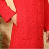 Red Single Breasted Ladies Cotton Clothing Cotton Padded Embroidered Winter Coats