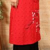 Red Single Breasted Ladies Cotton Clothing Cotton Padded Embroidered Winter Coats