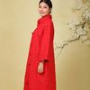 Red 100% Cotton Long Chinese Coat , Traditional Chinese Winter Jacket