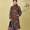 Long Sleeve Chinese Cotton Padded Jacket Floral Pattern Anti Shrink For Lady
