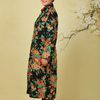 Casual Thick Chinese Padded Jacket , Long Chinese Embroidered Coat For Spring