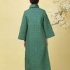 Elegant Cotton Long Embroidered Coat , Traditional Chinese Jacket Women