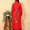 Long Padded Women Embroidered Winter Coats Chinese Style With Single Breasted