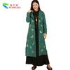 Women Long Padded Embroidered Winter Coats Traditional Style With Single Breasted