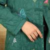 Women Long Padded Embroidered Winter Coats Traditional Style With Single Breasted