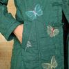 Women Long Padded Embroidered Winter Coats Traditional Style With Single Breasted