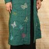 Women Long Padded Embroidered Winter Coats Traditional Style With Single Breasted