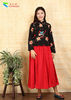Elegant Long Sleeve Cheongsam Top Black Embroidery Plum Blossom Pattern