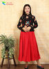 Elegant Long Sleeve Cheongsam Top Black Embroidery Plum Blossom Pattern