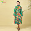 Custom Cotton Winter Clothing Ladies Long Padded Winter Coats Green Label Flower Pattern