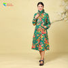 Custom Cotton Winter Clothing Ladies Long Padded Winter Coats Green Label Flower Pattern