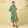 Custom Cotton Winter Clothing Ladies Long Padded Winter Coats Green Label Flower Pattern