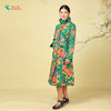 Custom Cotton Winter Clothing Ladies Long Padded Winter Coats Green Label Flower Pattern