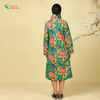 Custom Cotton Winter Clothing Ladies Long Padded Winter Coats Green Label Flower Pattern