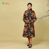 Flower Pattern Traditional Chinese Winter Coat Black Color , Cotton Fabric Type