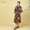 Flower Pattern Traditional Chinese Winter Coat Black Color , Cotton Fabric Type