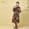 Flower Pattern Traditional Chinese Winter Coat Black Color , Cotton Fabric Type