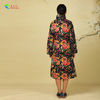 Flower Pattern Traditional Chinese Winter Coat Black Color , Cotton Fabric Type