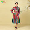 Cotton Material Womens Long Padded Coat With Buckle Chinese National Pattern