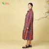 Cotton Material Womens Long Padded Coat With Buckle Chinese National Pattern