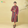 Cotton Material Womens Long Padded Coat With Buckle Chinese National Pattern