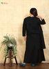 Long Sleeves Black Chinese Style Ladies Jackets , Female Cotton Jacket Coat